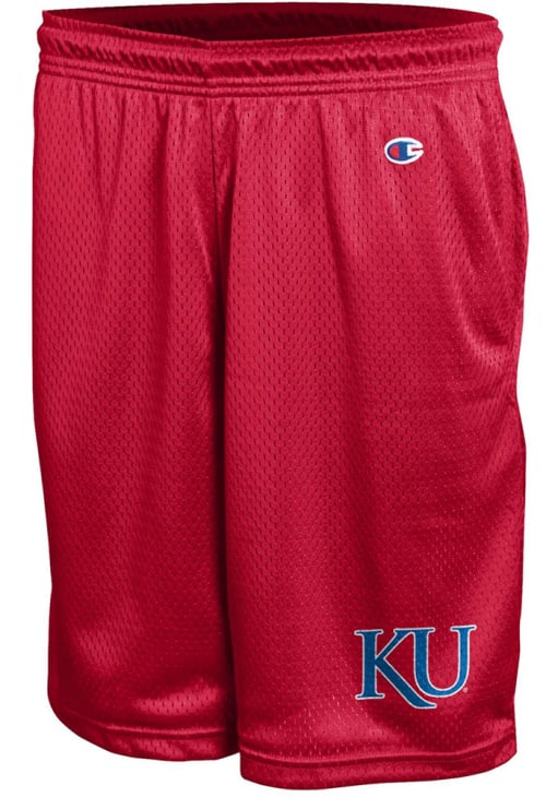 Kansas Jayhawks Mens Champion Red Mesh Shorts - 14754453