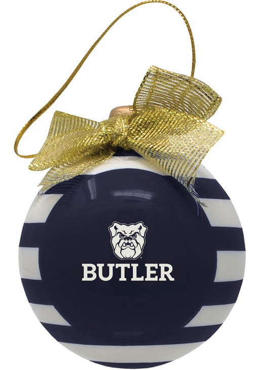 Butler Bulldogs Ceramic Striped Ball Ornament - NAVY