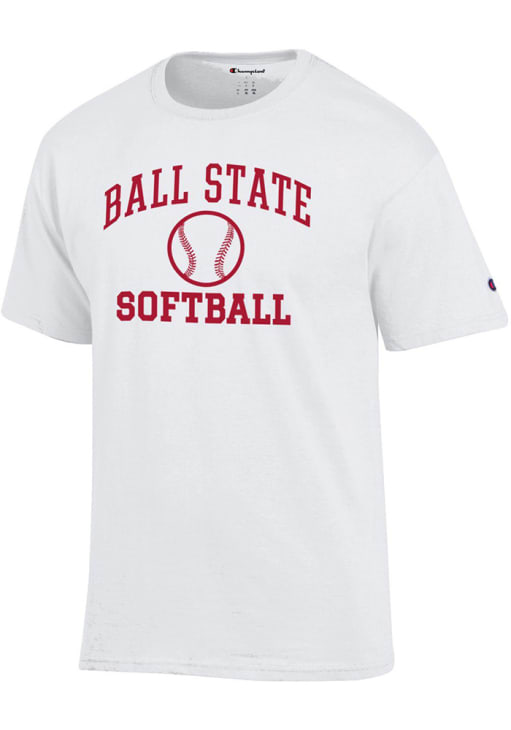 Champion White Ball State Cardinals Softball Icon Jersey Short Sleeve T ...