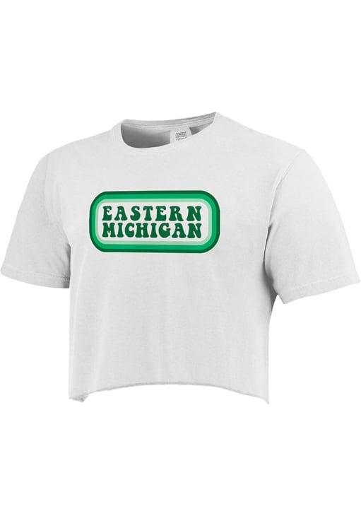 Eastern Michigan Eagles Womens WHITE Ombre Oval T-Shirt - 44910328