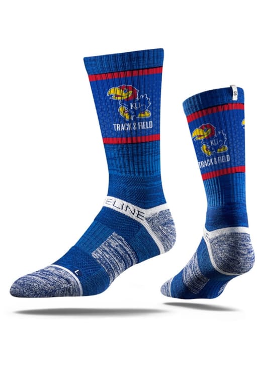 Kansas Jayhawks Strideline ROYAL Track and Field Mens Crew Socks - 46580492